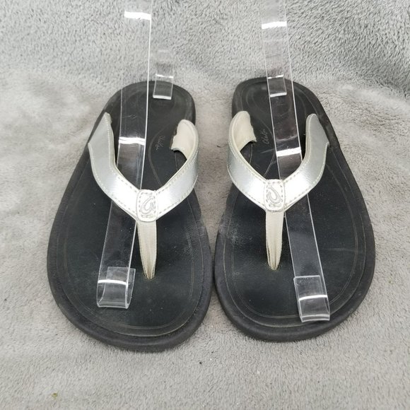 OluKai | Shoes | Olukai Shoes Womens Size 7 Kulapa Kai Silver Leather ...
